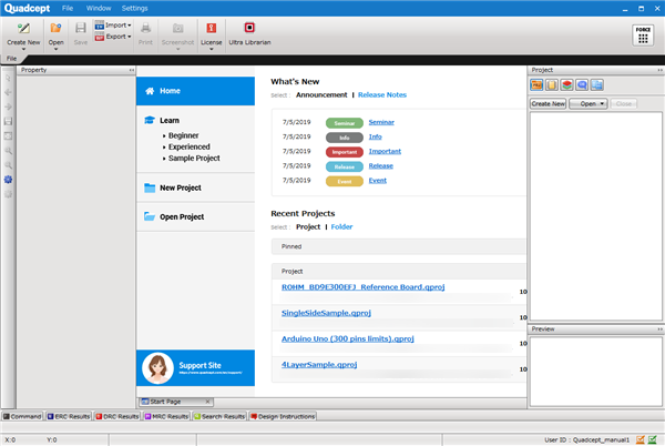 Before using - Starting Up Quadcept